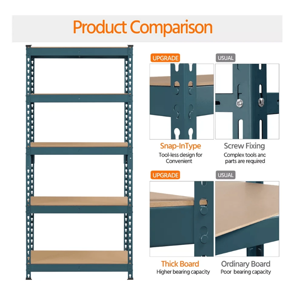 5-Tier Utility Shelves, Metal Storage Shelves, Adjustable Shelving ...