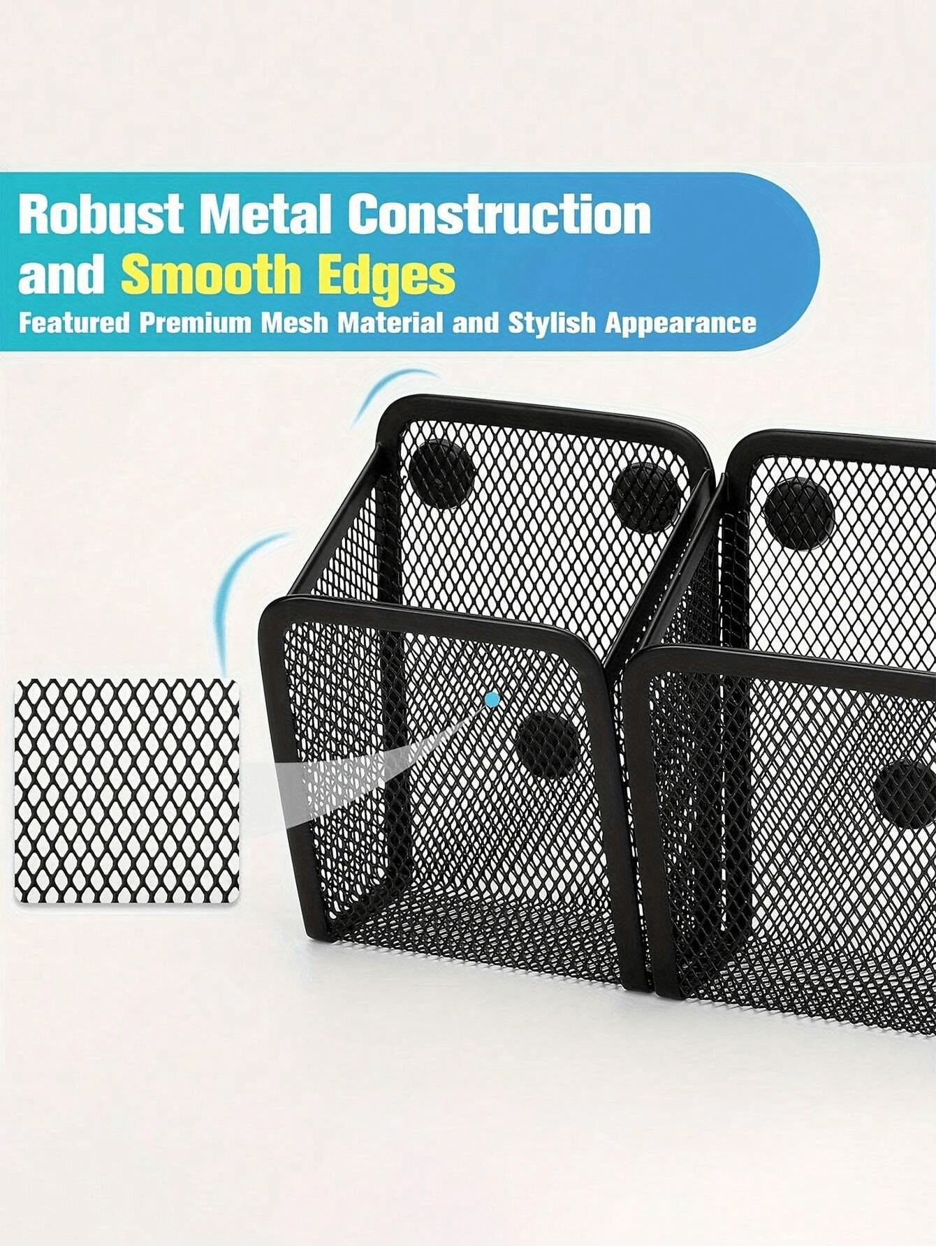 Magnetic Mesh Pen Holder 1 Basket,Metal Iron Mesh Pen Holder, Square ...