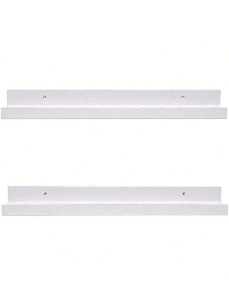 48 Inch Long Floating Bookshelves White Set Of 2 Wall Picture Shelf ...