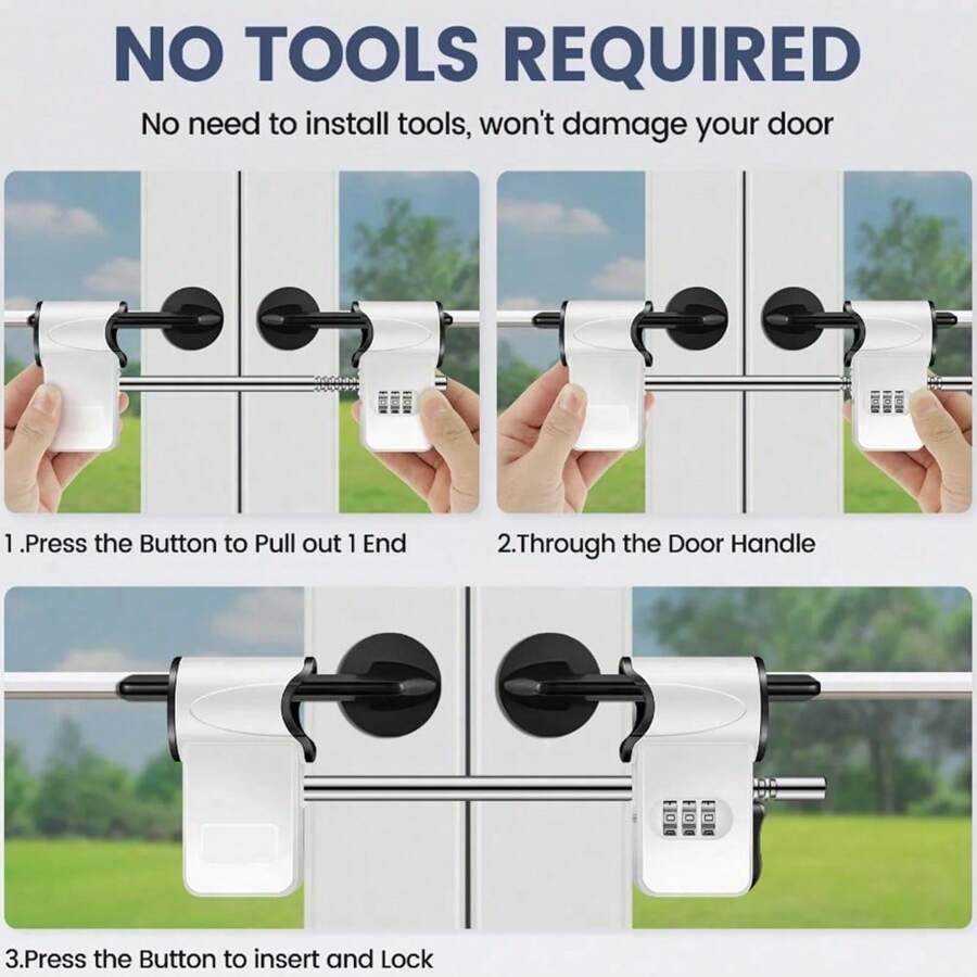 Patio Conservatory French Double Door Dead Lock Extra Security Device ...