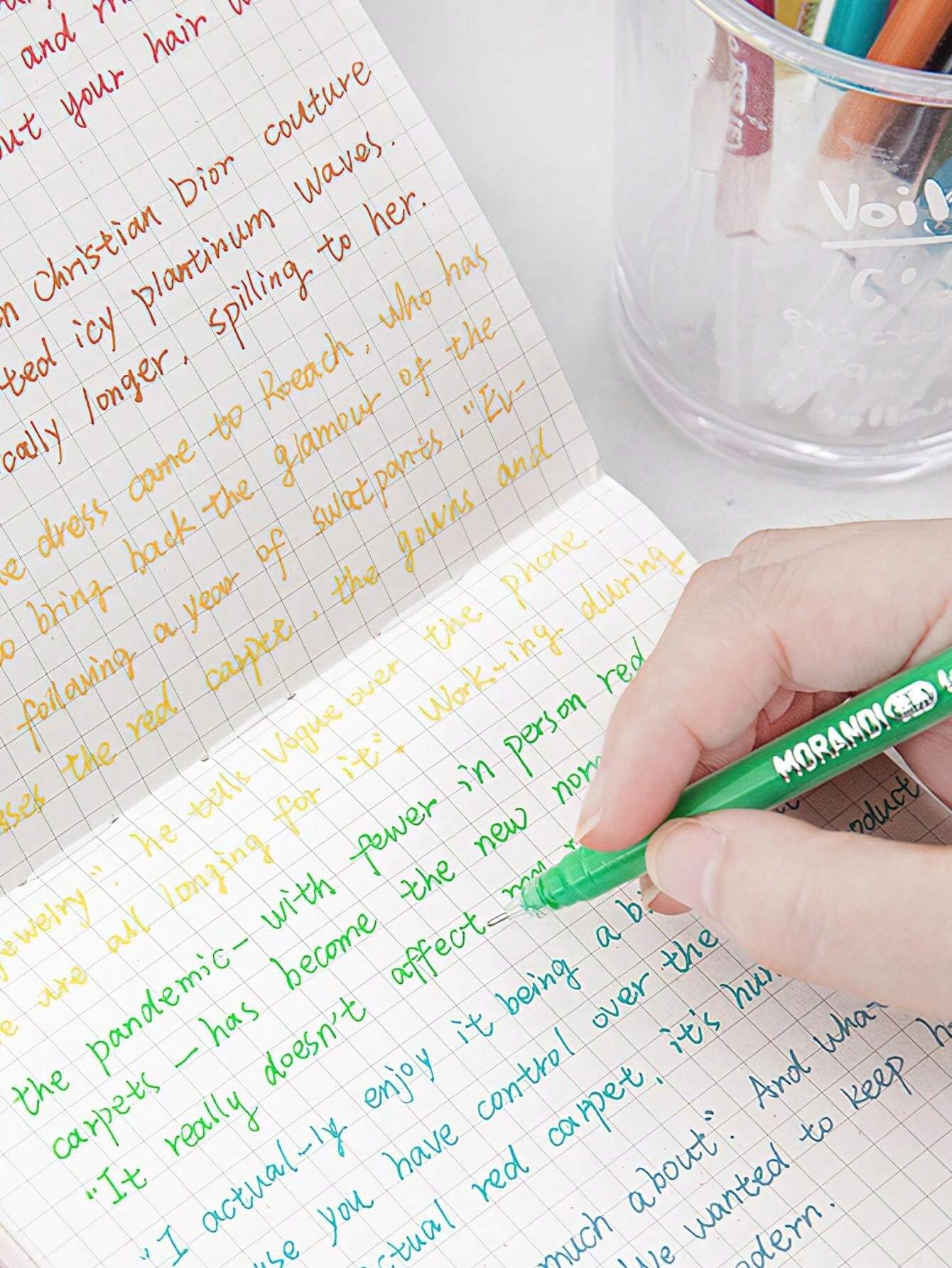 9pcs Morandi Color Pens Set Transparent Barrel Multi Colors Gel Ink 0 ...