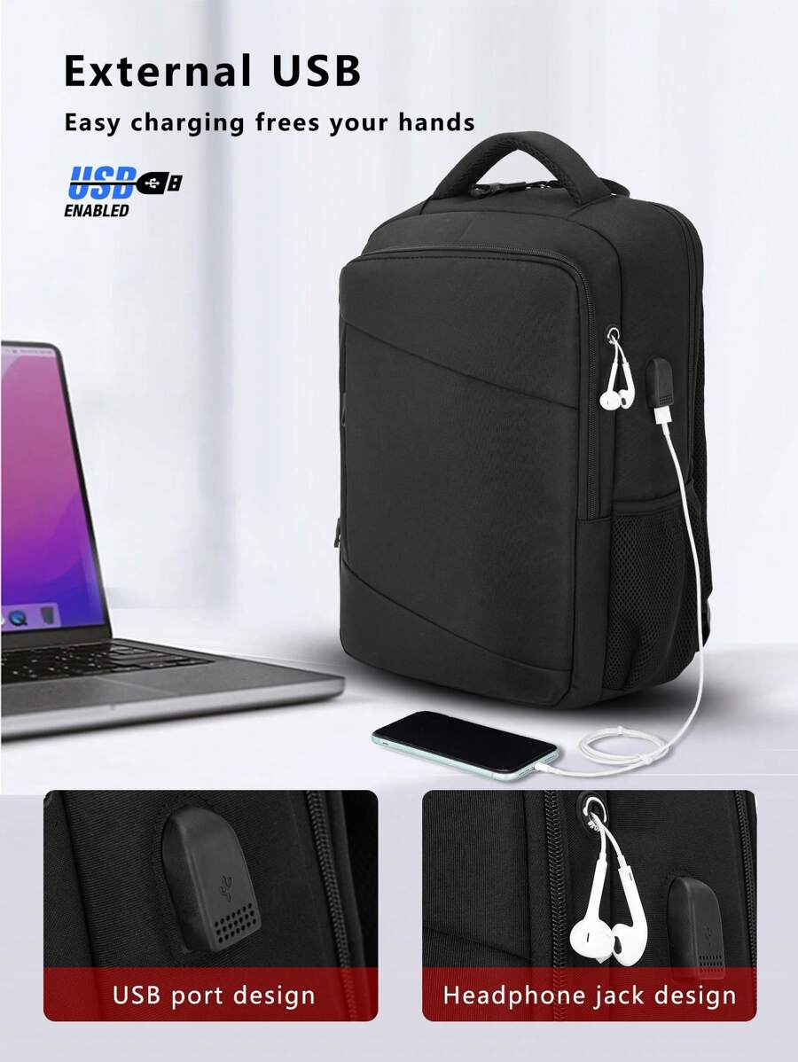 Business Laptop Backpack, 15.6 Inch Travel Laptop Bag Rucksack With USB ...