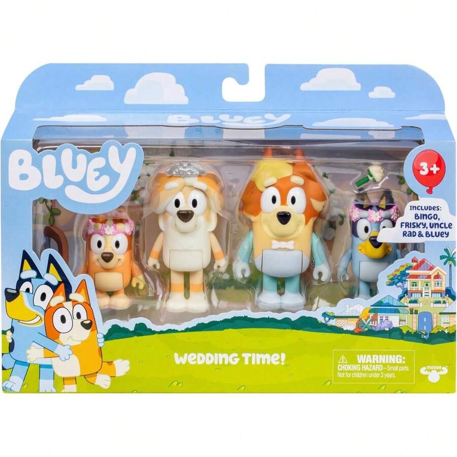 Moose Bluey Figure 4-Pack Wedding Time 2" Inch Figure Pack, Bingo ...
