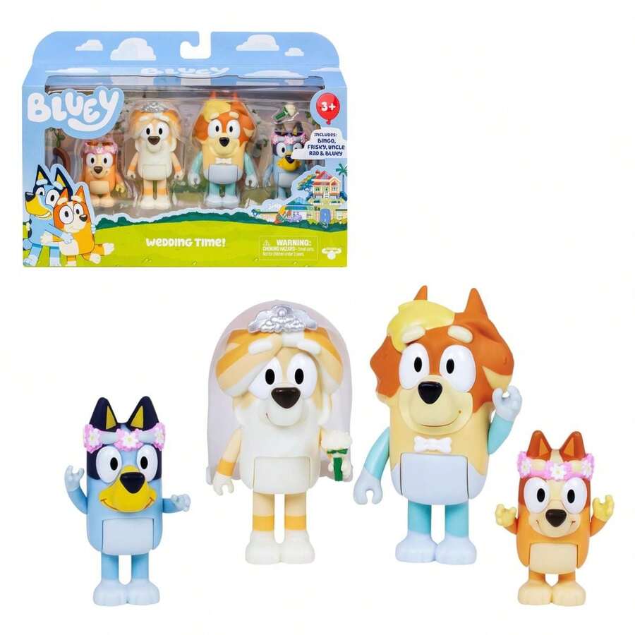 Moose Bluey Figure 4-Pack Wedding Time 2" Inch Figure Pack , Bingo , Frisky , Uncle Rad & Bluey ...