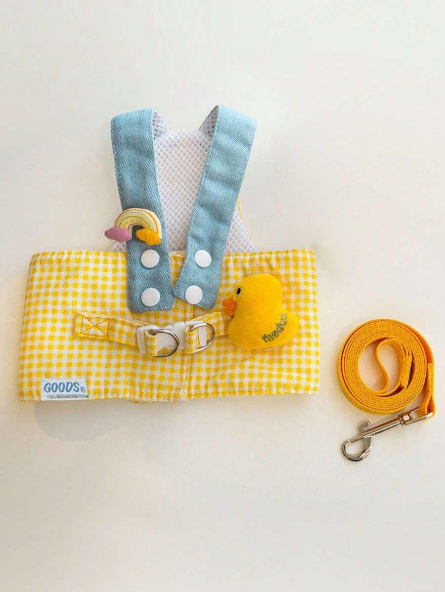 2pcs/Set Cute Duck Pattern Pet Safety Harness & Leash Set, Chest & Back ...