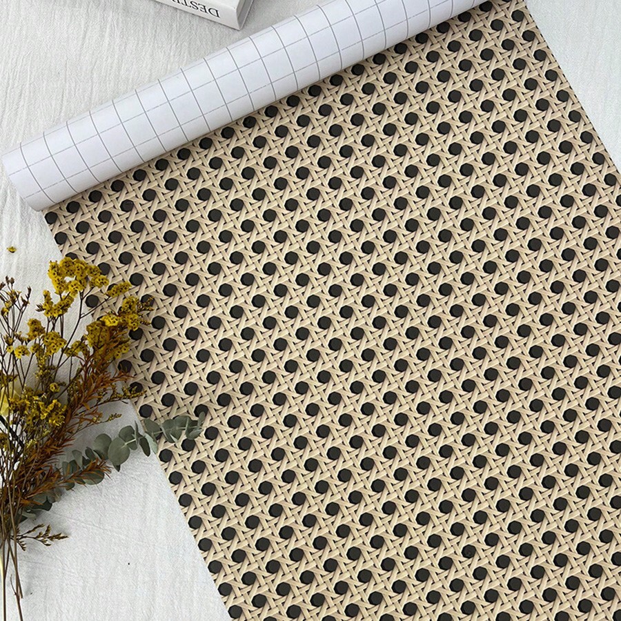 1 Roll 44cm Wide Rattan Pattern Decorative Adhesive Sticker, Vinyl Self ...