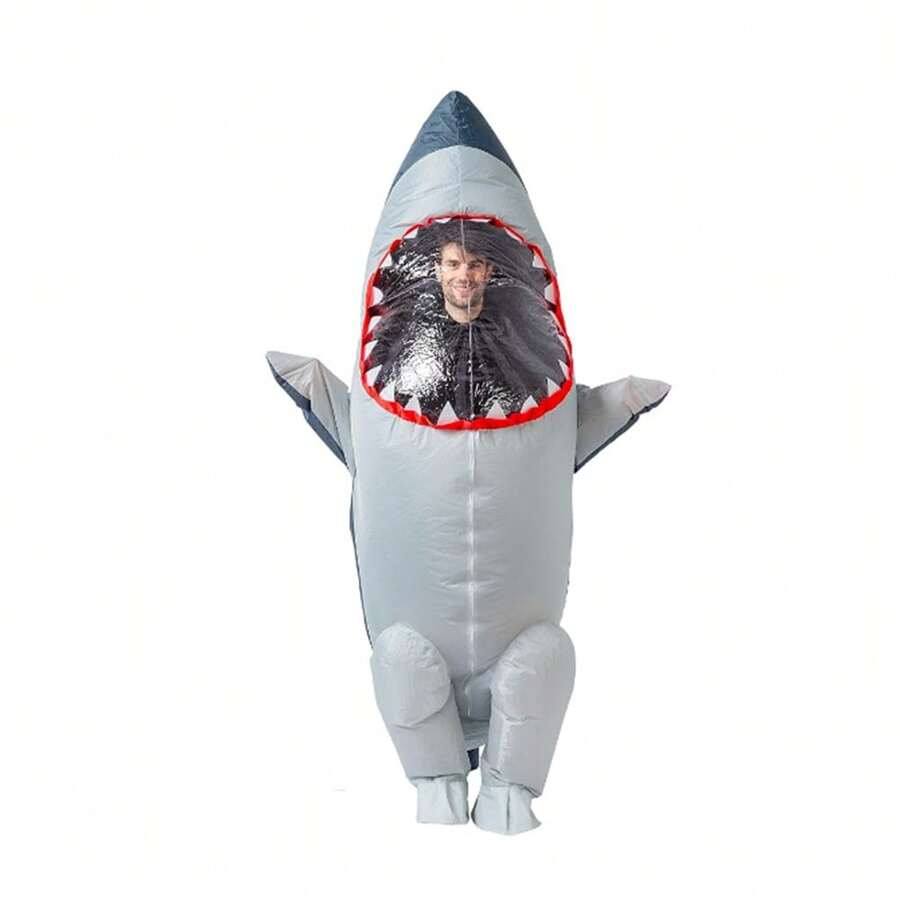 SYNCFUN Inflatable Costume Full Body Realistic Gray Shark Air Blow-Up ...