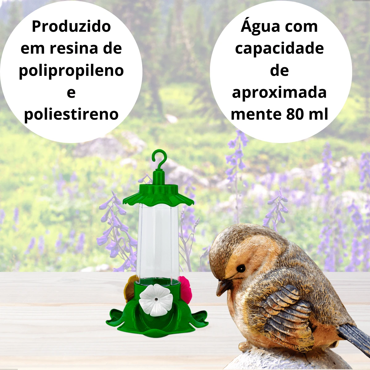 Bebedouro Verde Pequeno Para Pássaros Beija Flor Reservatório Anti ...