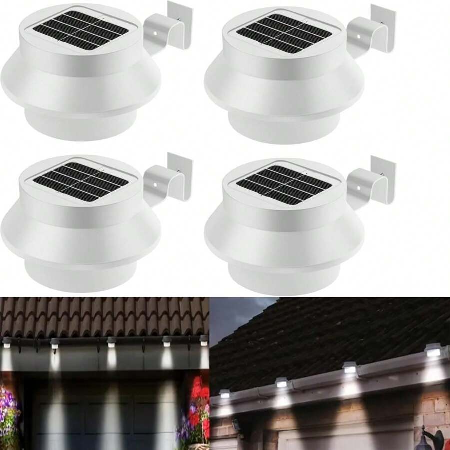 4 Pack Gutter Solar Lights Outdoor LED Gutter Lights Solar Powered For ...
