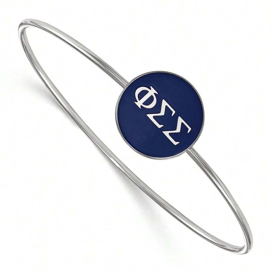 The Black Bow Sterling Silver Phi Sigma Sigma Blue Enamel Greek Bangle ...