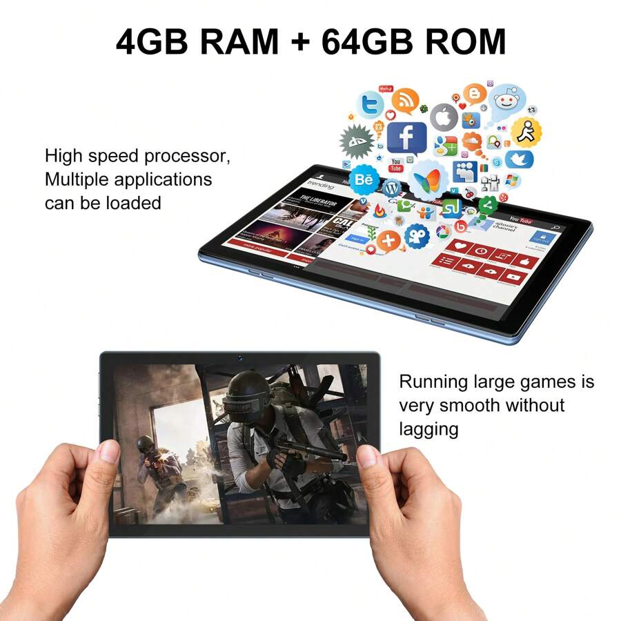 XGODY XGODY 10 Inch Android 11 Tablet 4GB+64GB WiFi 4-Core 2024 HD ...