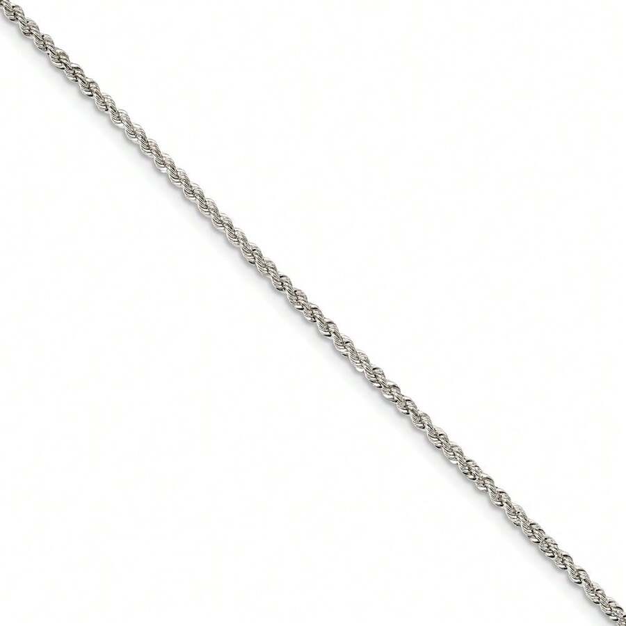 The Black Bow 2.25mm Sterling Silver Classic Solid Rope Chain Bracelet ...