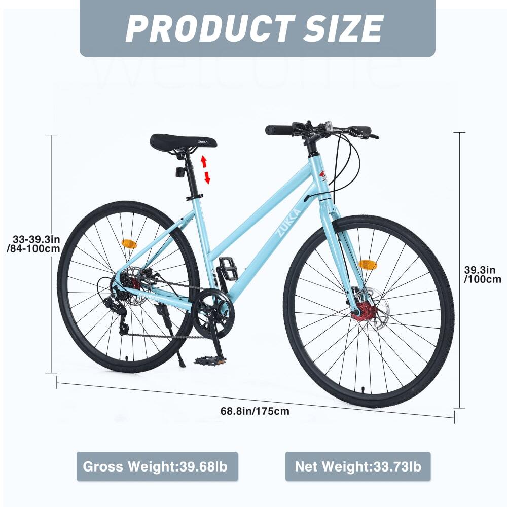 7 Speed Hybrid Bike Disc Brake 700C Road Bike For Men Women's City ...
