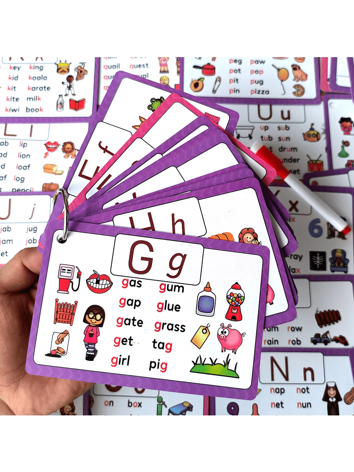 1 Pc Stroke Sequential Letter Flashcards, Waterproof Reading Cards ...