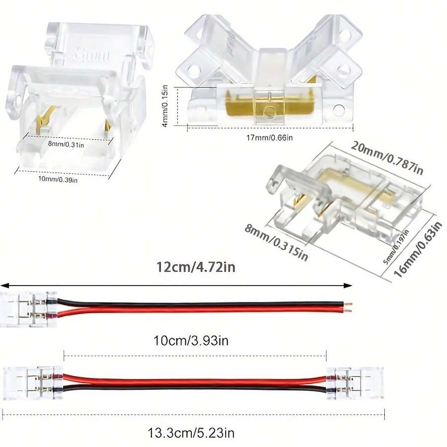 2pcs LED Strip Connector, COB/SMD 3528 5050 2835 Corner Joiner Without ...