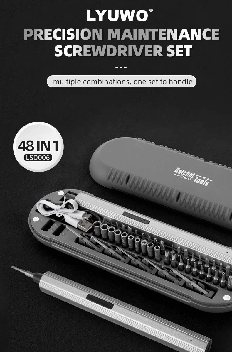 LYUWO Power Tool 48 In One Precision Electric Screwdriver Set Silent ...