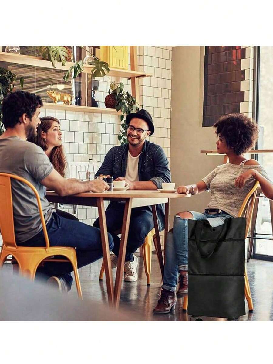1PC Black Folding Portable Shopping Bag, 2-In-1 Folding Shopping Bag ...