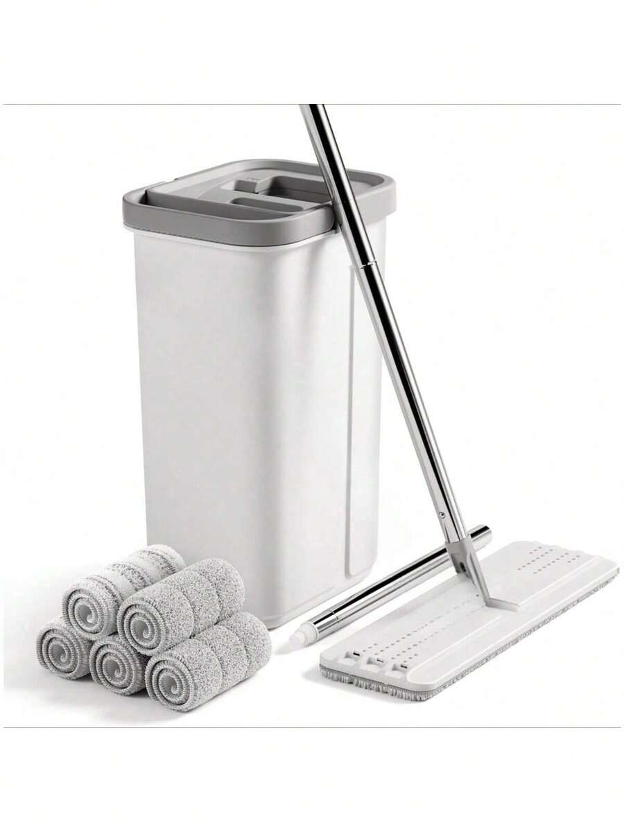 Mop And Bucket With Wringer Set, Hands Free Flat Floor Mop And Bucket ...