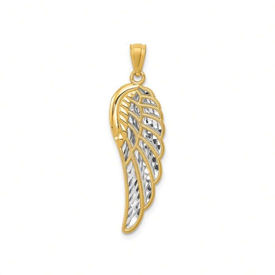 Gem And Harmony 14K Yellow Gold Two Tone Angel Wing Charm Pendant (NO ...