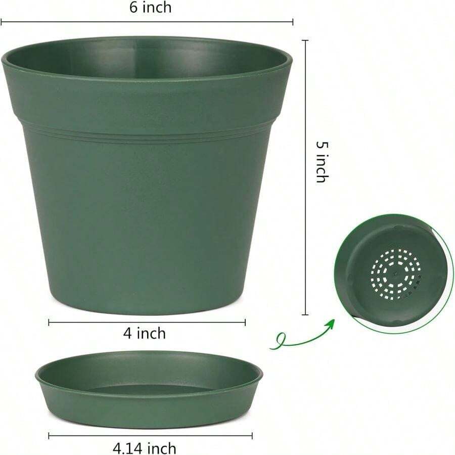Pots For Plants, 15 Pack 6 Inch Plastic Planters With Multiple Drainage ...