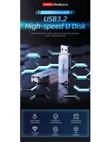 Lenovo Pen Drive Lenovo Thinkplus USB 3.2 de 32GB, 64GB, 128GB, 256GB, Unidade Flash USB ...