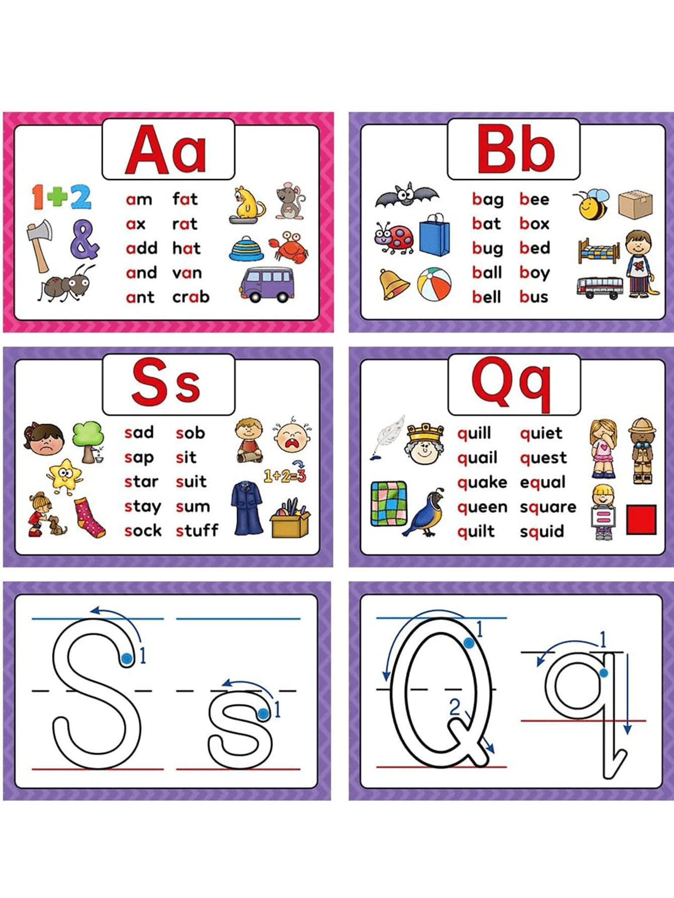 Stroke Sequential Letter Flashcards, Waterproof Reading Cards, Letter ...