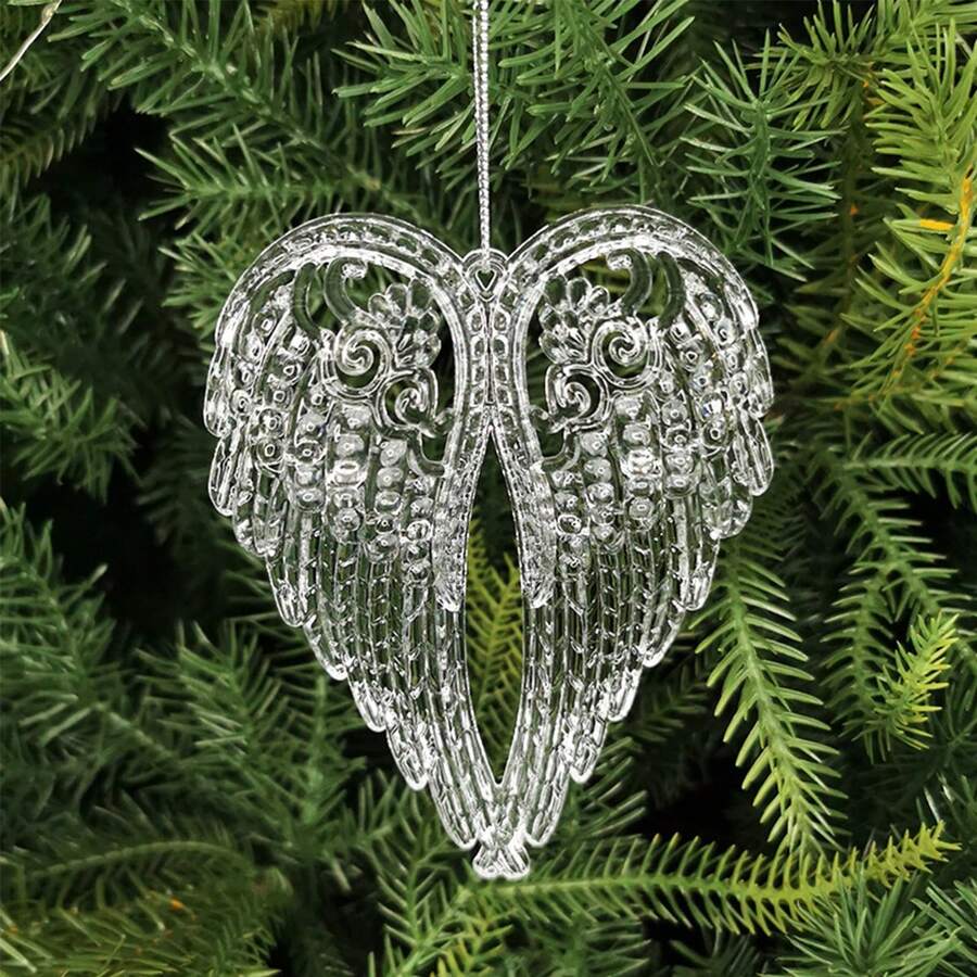 10pcs/1pc Angel Wings Ornament, Acrylic Crystal Tree Decorations ...