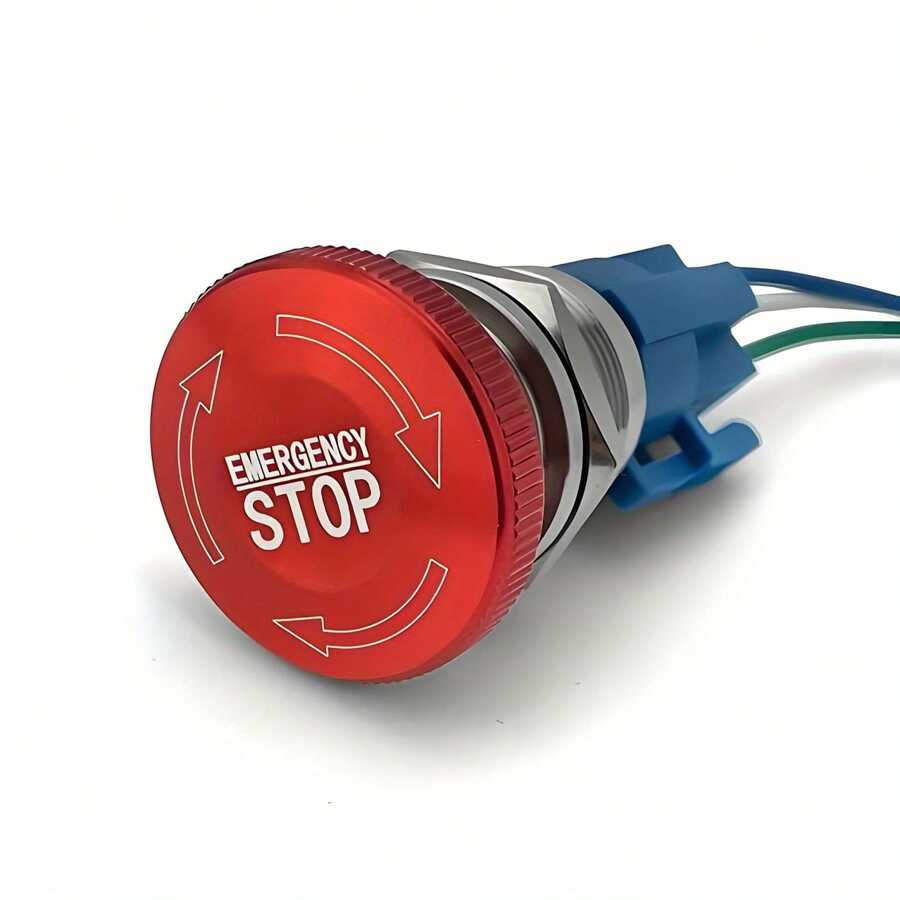 22mm Metal Emergency Stop Rotary Push-Lock 12V Emergency Stop Button ...