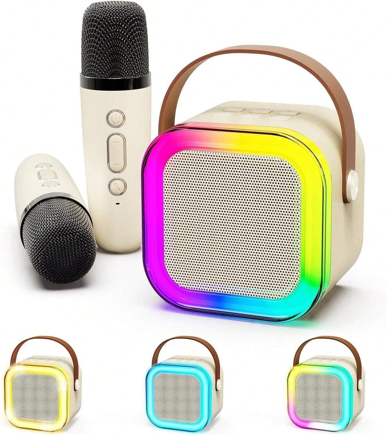 7-Color Changing Lighting Wireless Karaoke Microphone Speaker Home Mic ...