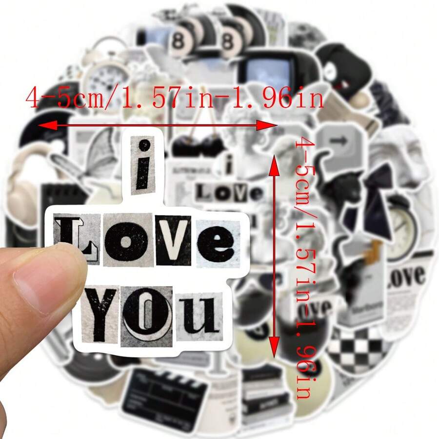 61PCS Black And White Stickers Fashion Stickers Graffiti Aesthetics ...