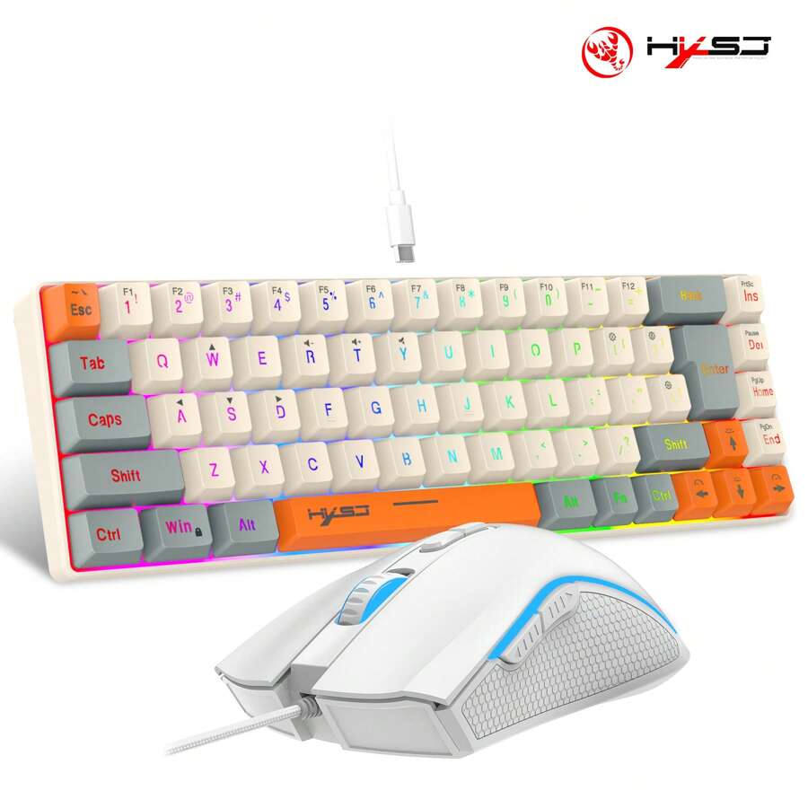 HXSJ Teclado Com Fio HXSJ de 68 Teclas, Teclado Gamer de Membrana 3 ...