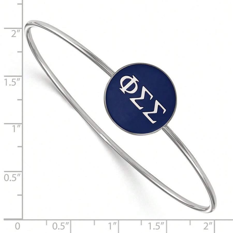The Black Bow Sterling Silver Phi Sigma Sigma Blue Enamel Greek Bangle ...