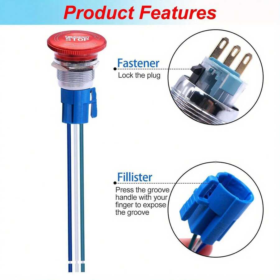 22mm Metal Emergency Stop Rotary Push-Lock 12V Emergency Stop Button ...