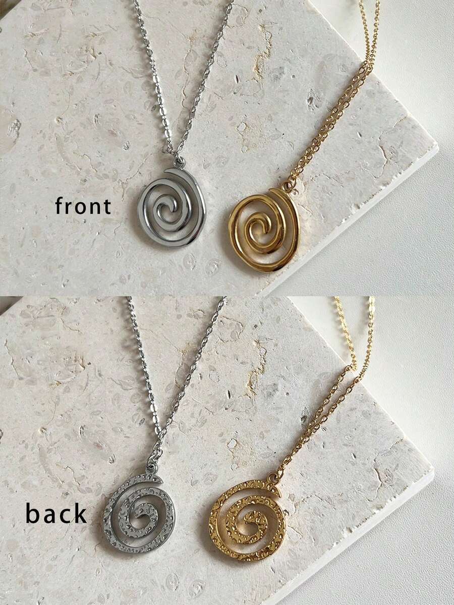 1pc 40+5cm Stainless Steel Vintage Minimalist Pendant Necklace Threaded ...