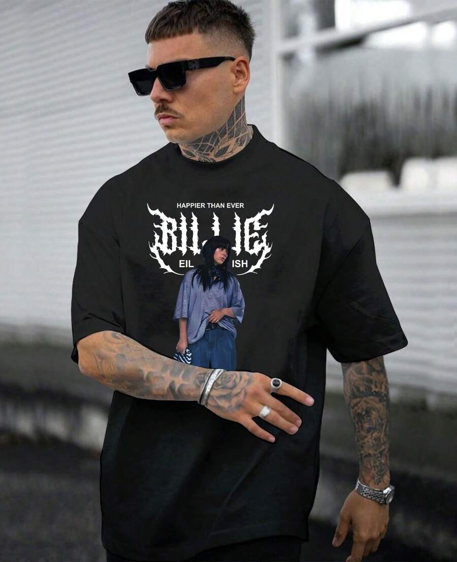 Billie Vintage Eilish Happier Than Ever Album Ocean Basic T-Shirt ...