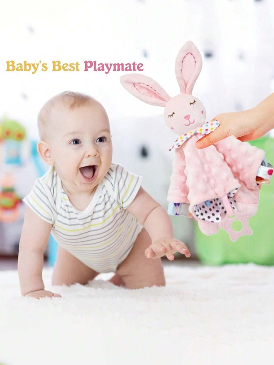 Baby Security Tag Blanket And Teether Toy Animal Soft Stuffed Plush ...