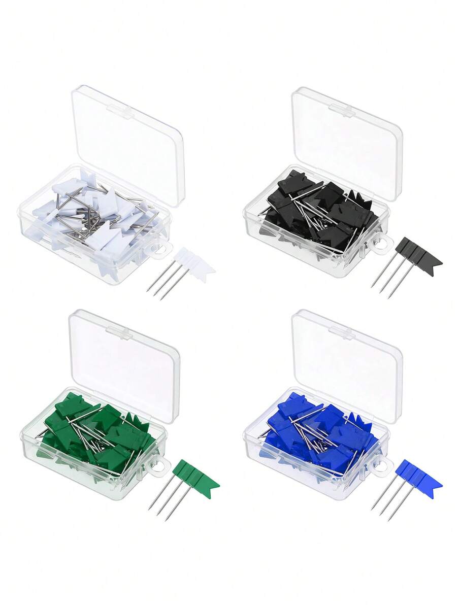 50pcs Colorful Flags Push Pins Metal Bulletin Board Message Paper Fixed ...