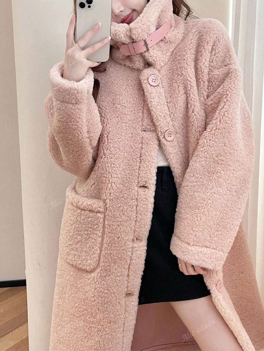 Women's Sweet Fluffy Collar Long Coat | SHEIN USA