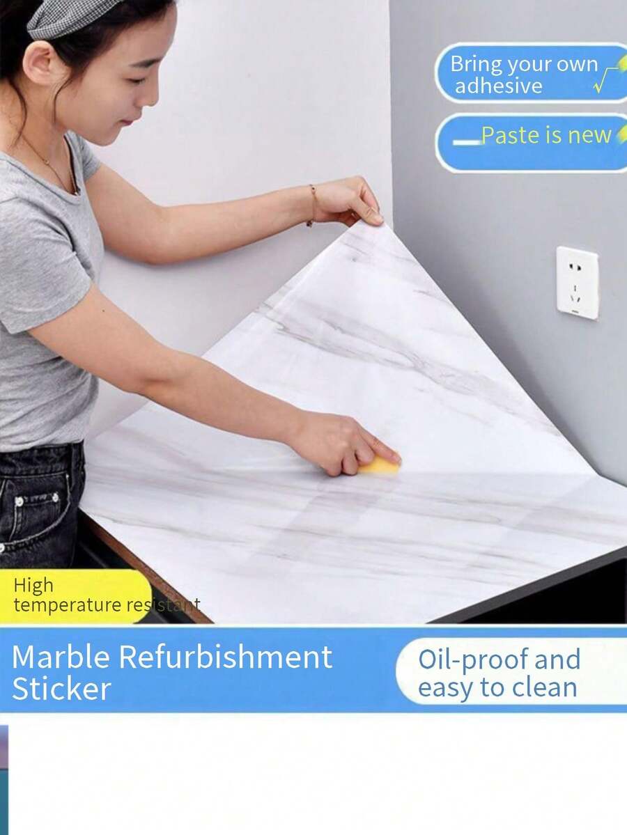 Marble Self-Adhesive Waterproof Oil-Proof Kitchen Stove Countertop Tile ...