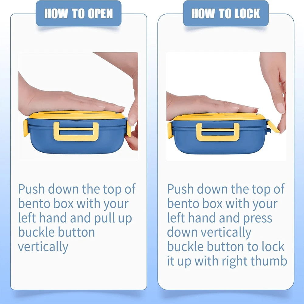 Stainless Steel Lunch Box - 3 Grid Design - Full Lunch Set With ...