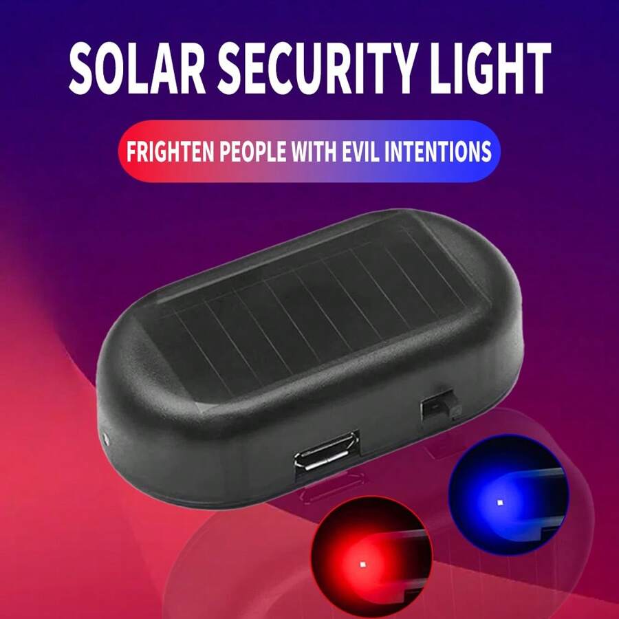 Solar Powered Warning Light, Simulated Car Anti-Theft Security Sensor ...