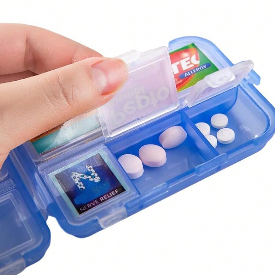 Pill Organizer With Medicine Labels Travel Daily Pill Container Mini ...