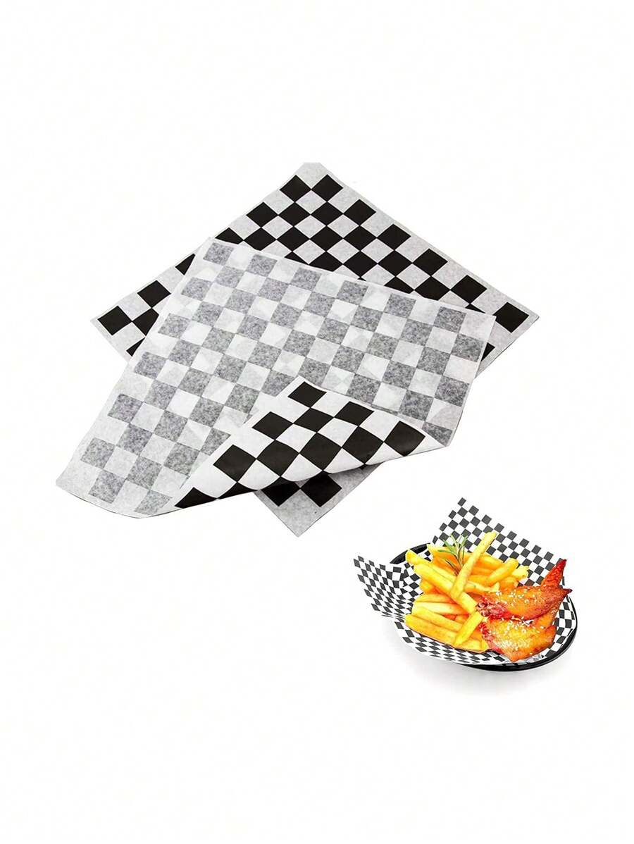 50/75/100pcs Checkered Wrapping Paper Greaseproof Sandwich Wrapping ...