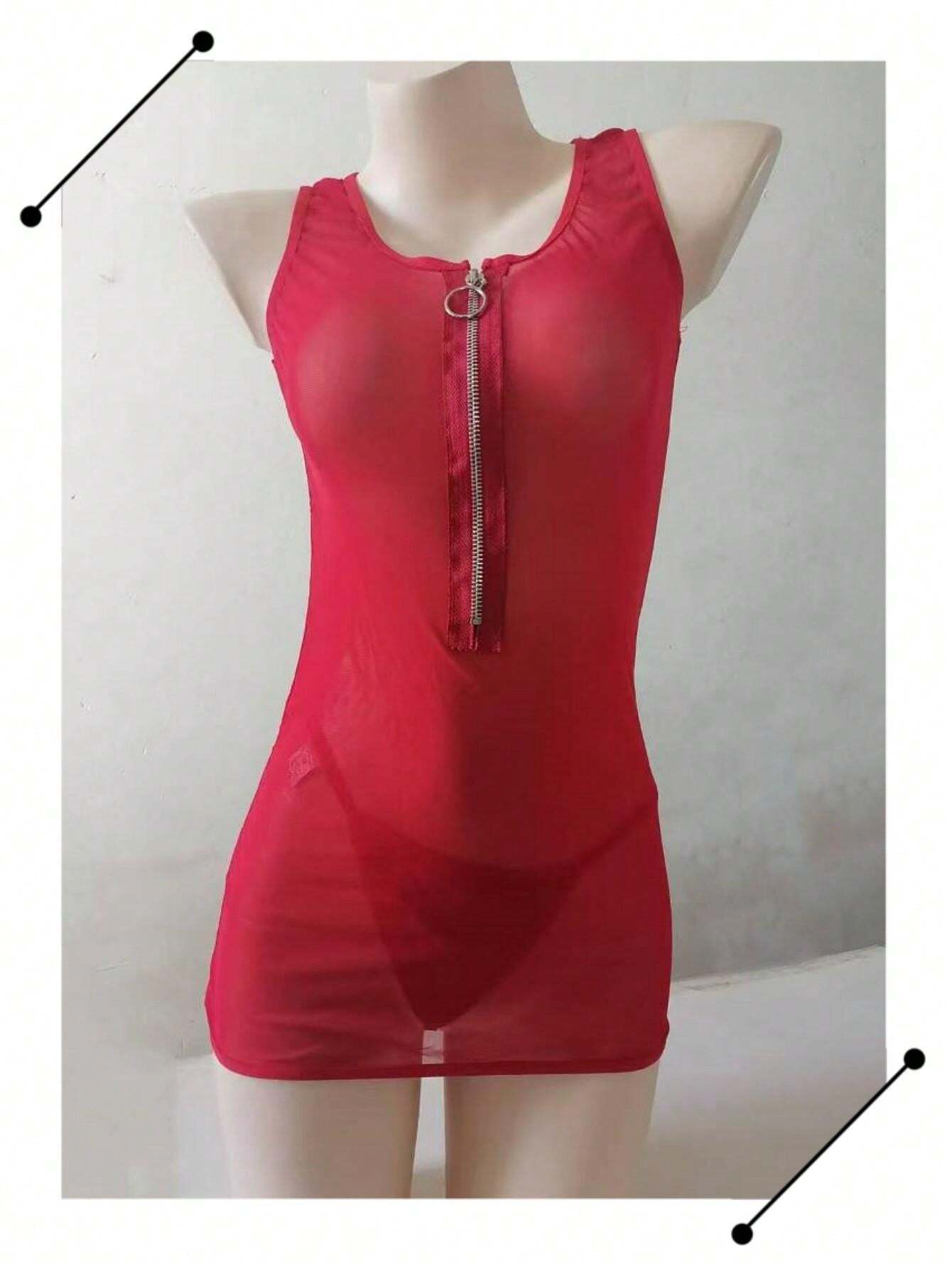 Women Lingerie Sheer Lace Teddy Bodysuit & Garter Belt, Open Crotch ...