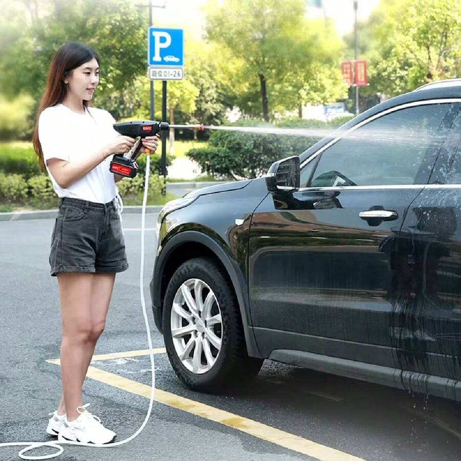 500W Electric Cordless Car Washer Water Gun 21V 60Bar Lithium Battery ...