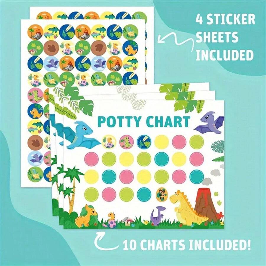 Dinosaur & Farm Potty Training Chart Stickers - Potty Chart, Potty ...