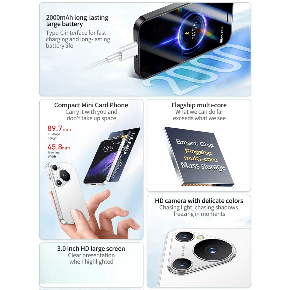 SOYES SOYES P70 Pro Max Mini Smartphone de tamanho pequeno Android8.1 3,0 polegadas 16 GB 2000 ...