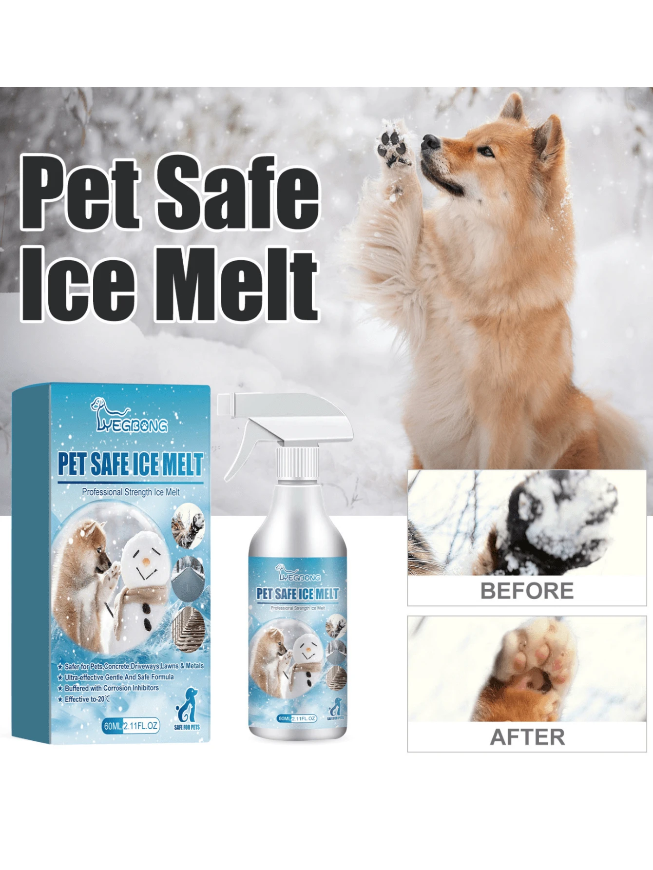 Yegbong Pet Safe Snow & Ice Melt - Quickly Melts Snow & Ice On ...