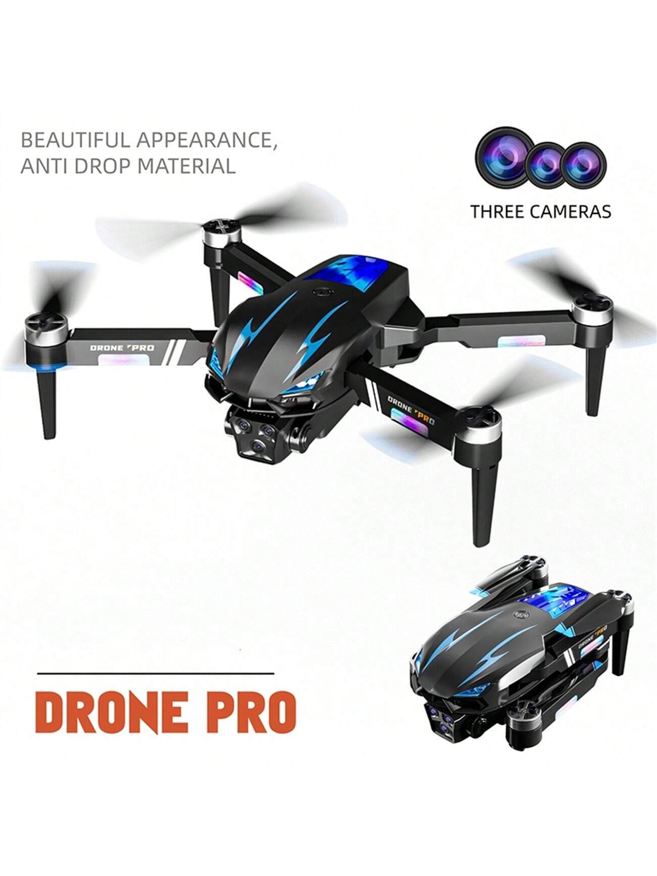 KBDFA K706 Pro Drone Three-Camera Camera Photography Foldable Quadcopter Obstacle-Avoiding ...