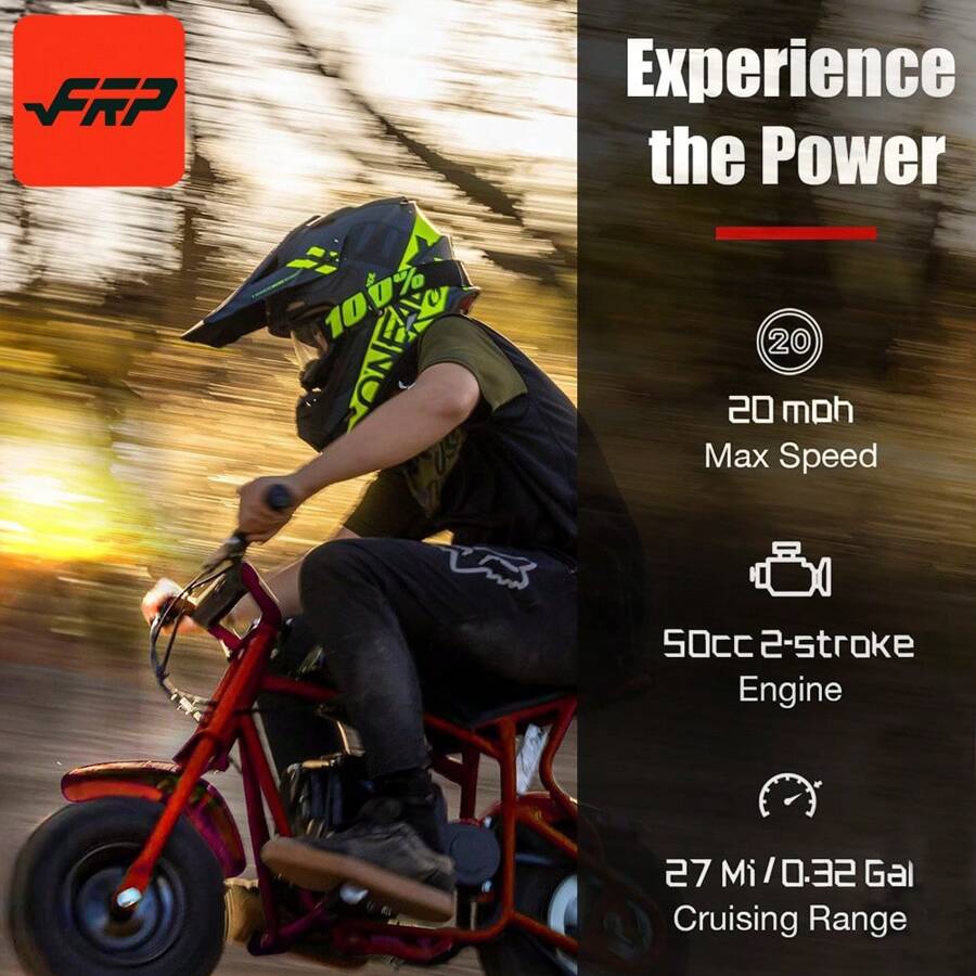 FRP DB003 50CC 2-Stroke Mini Dirt Bike, Mini Bike Gas Powered, Off Road ...
